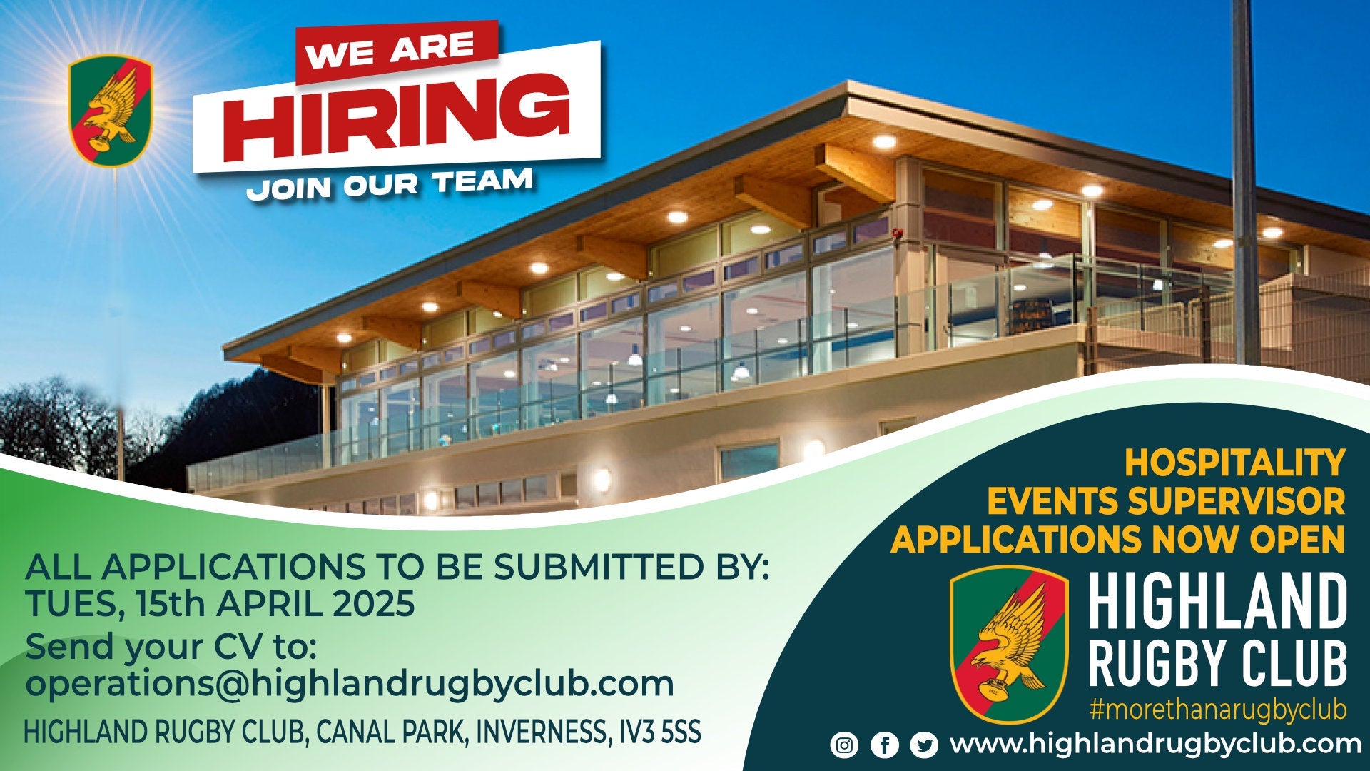 We're Hiring: Hospitality Events Supervisor - apply now. – Highland ...
