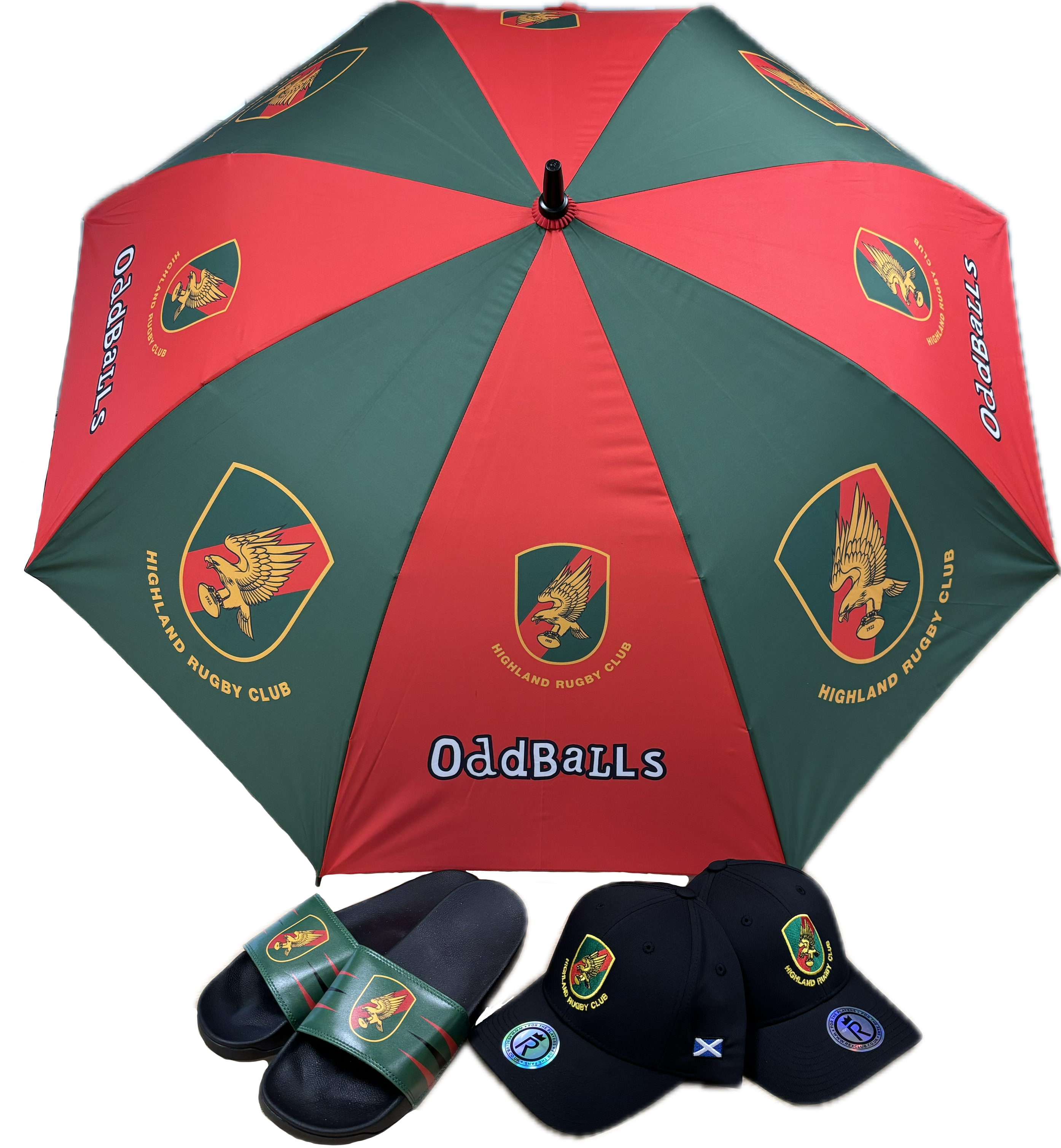 New Highland Rugby Club Merchandise - Umbrella, Sliders & Baseball Cap ...